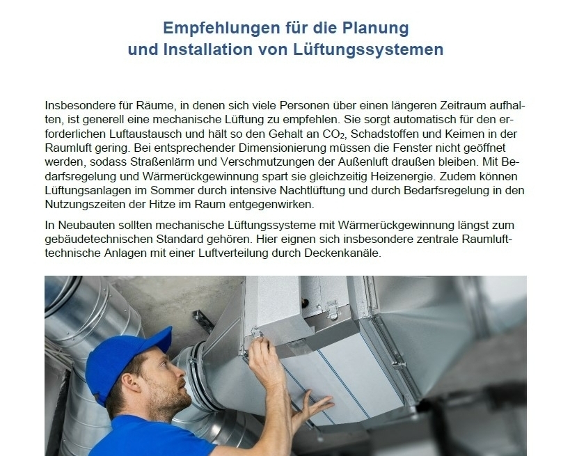 Umsetzungstipps für die Planung und Installation von Lüftungssystemen - tab.de