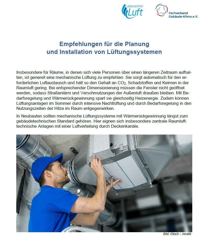 Umsetzungstipps für die Planung und Installation von Lüftungssystemen - tab.de