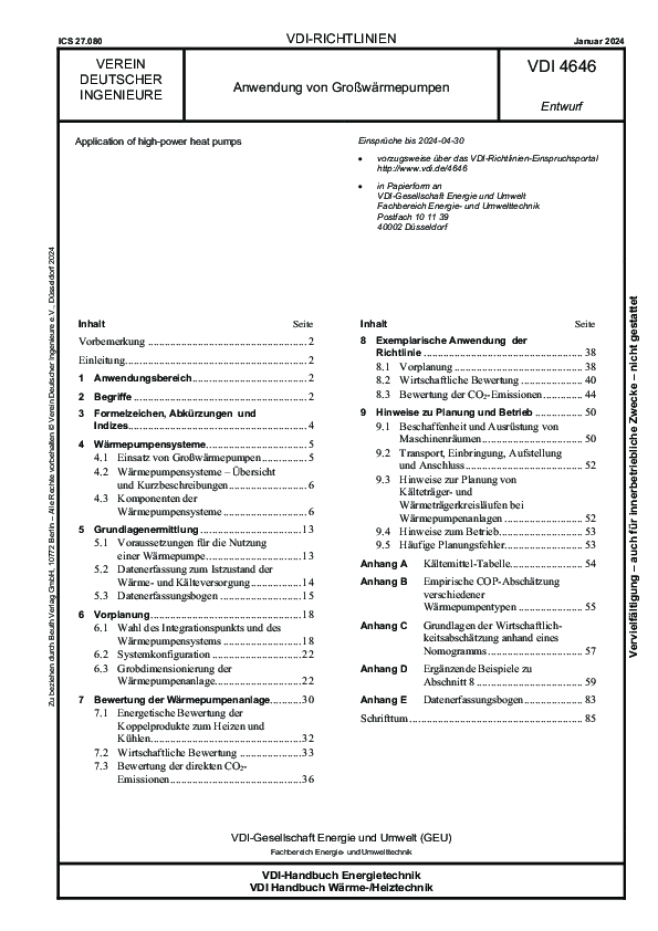 VDI 4646 – Großwärmepumpen - tab.de